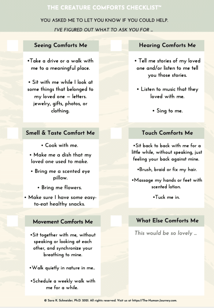 The Creature Comforts Checklist - THE HUMAN JOURNEY®